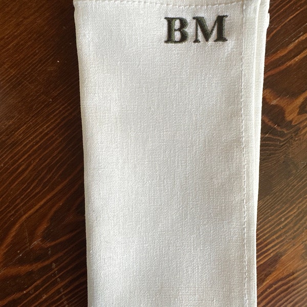 Pocket Squares Black Satin/silk/pocket Square With Monogram/pocket ...