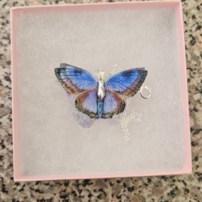 Ocean Blue Butterfly Pendant Necklace Handmade in Boho Chic Style ...