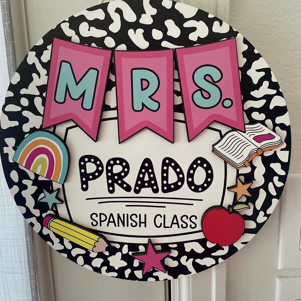 Personalized 3D Teacher Door Sign, Custom Teacher Door Sign, Teacher ...