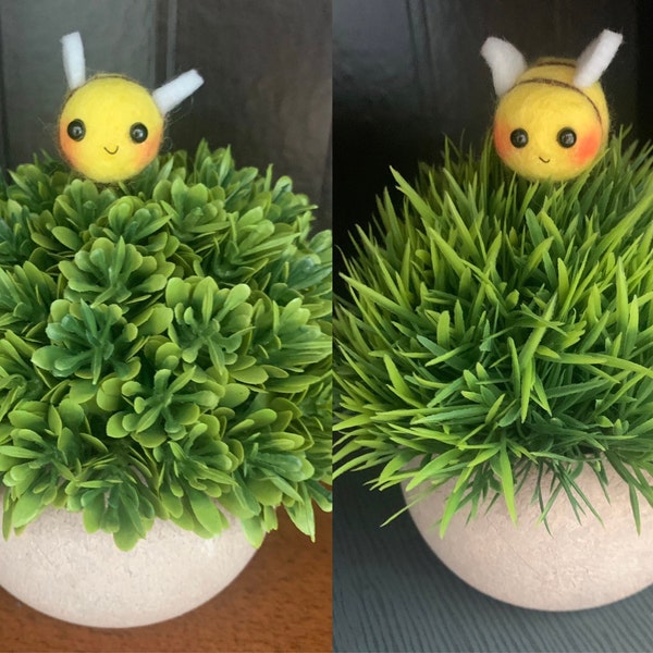 Kawaii Felted Bee - Bee Wool - Cute Bee - Miniature Bee - Smiley Bee ...