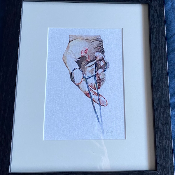 Surgeon Hand Watercolor Print - Surgery Art - Abstract Anatomy Art ...