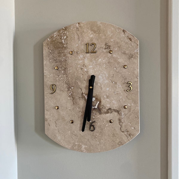 12" Natural Stone Clock, Autumn Slate Stone Wall Clock, Rustic Western ...