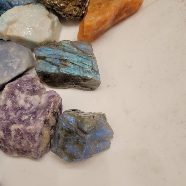 15 Raw Crystals Set - Mixed Rough Gemstones - Assorted Lot Beginner's ...