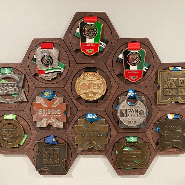Set of Modular Medal Display Holder in Palisander Color - Wooden Medal ...