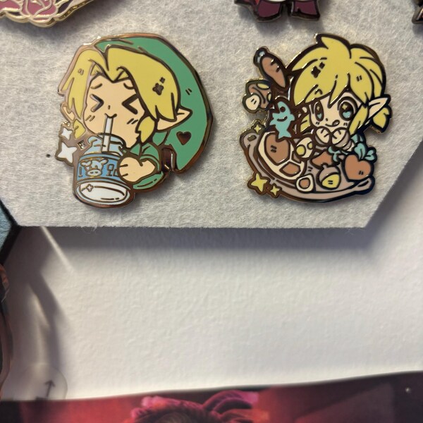LOZ Enamel Pins | Link With Heart Piece, Link Drinking Lon Lon Milk ...