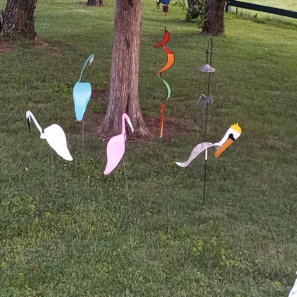 1 Large Egret Black Beak Bobbing Bird PVC Dancing Balancing Sculpture ...