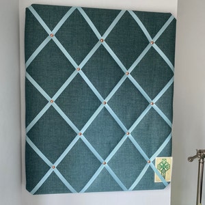 Dark Grey Linen & Chrome Trim, Large Fabric Notice Board Hangs Portrait ...