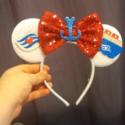 Cruise Minnie Ears, Boat Mickey Ears, Line Mouse Ears Headband, Magical Kingdom Ears, Nautical ...