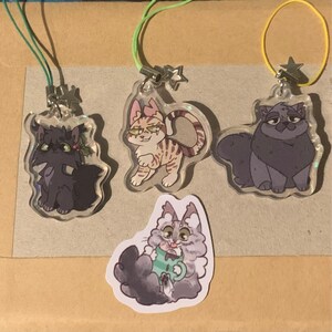 Cute Starry Warrior Cat Charms Keyrings - Etsy