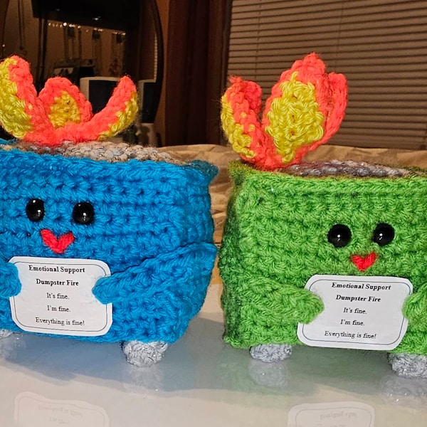 Pattern and Sign Only: Dumpster Fire Emotional Support Crochet Pdf X2 ...