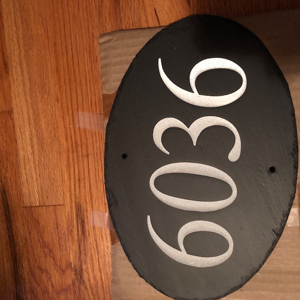 STONE House Numbers Slate Address Plaque / LAWN STAKE / Carved / Marker ...