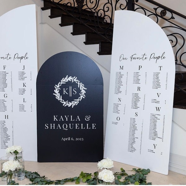 Arch Seating Chart Large Wedding Seating Chart Arched Panel With Easel ...