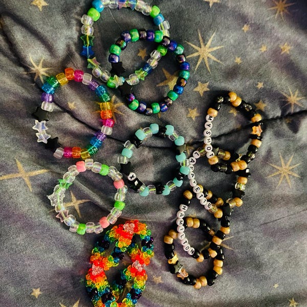 Star-shaped Kandi Bracelet/cuff (customization Available) - Etsy