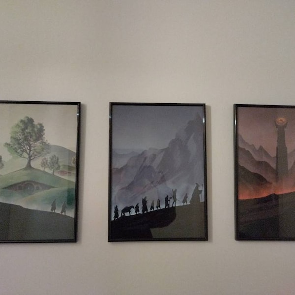Lord of the Rings Poster Set Minimalist Hobbiton, Fellowship of the ...
