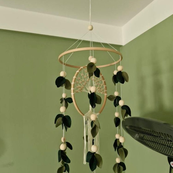 Baby Mobile Forest, Crib Mobile Tree and Leafs, Nursery Mobile Green ...
