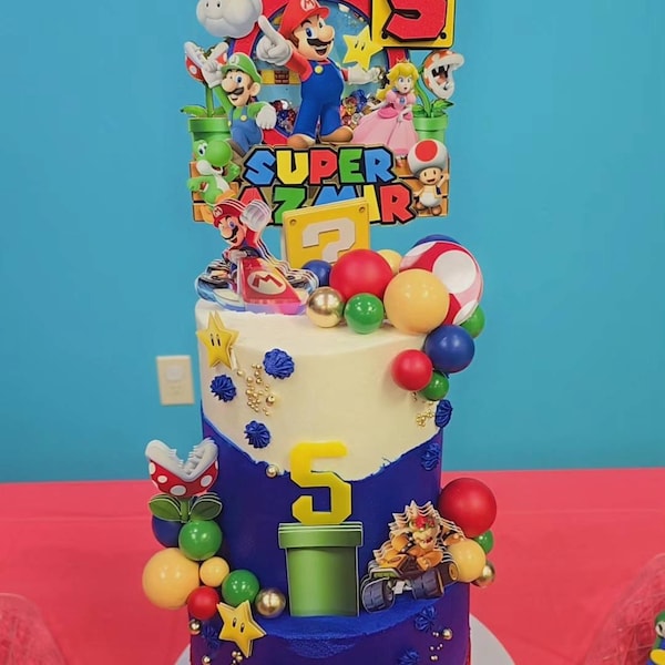 Super Mario Cake Topper, Mario Cake Topper Shaker With LED Lights ...