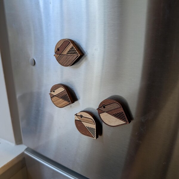 Potted Plants Wood Inlay Magnet Set of 4 - Wooden Cactus Fridge Magnets ...