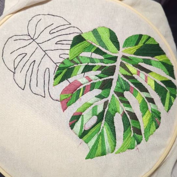 Embroidery Pattern - Monstera Leaves, Advanced Hand Embroidery Pattern ...