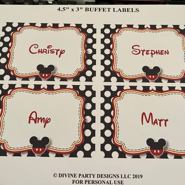 INSTANT DOWNLOAD Printable Classic Mouse Editable Flat Buffet or Food ...