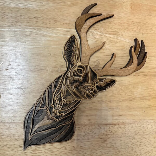 Multilayer Mountain Deer Laser Cut File Deer 3D Laser File SVG Layered ...