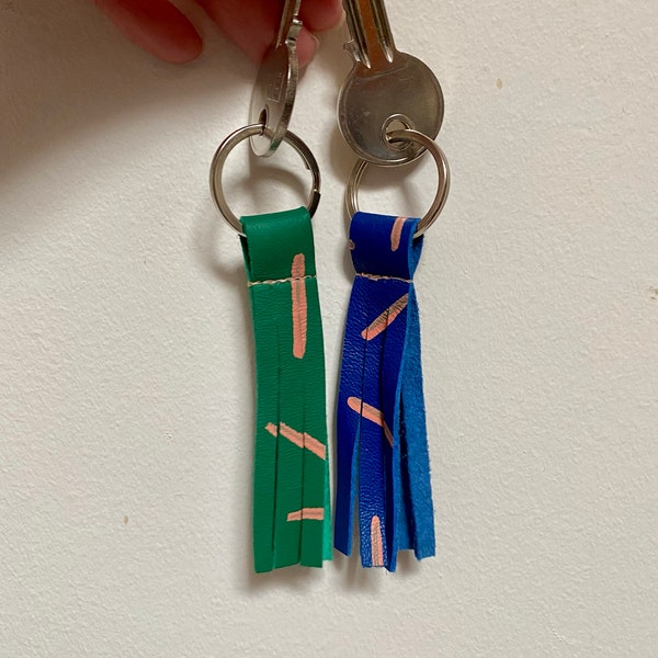 Hand Painted Leather Keyrings - Etsy