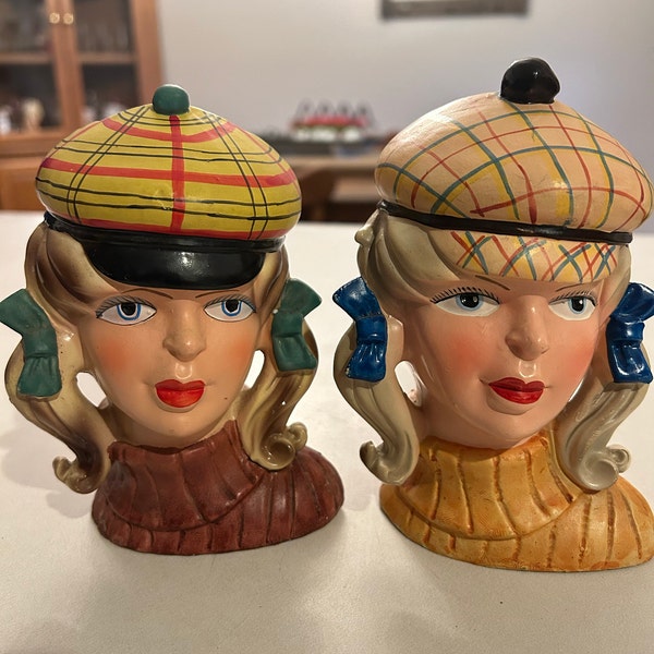 6" Vintage LEFTON Pink Barbara Lady Head Vase - Etsy