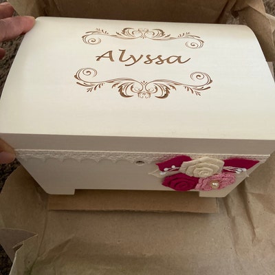 Jewelry Box for Girls, Personalized New Baby Memory Box Little Girls ...