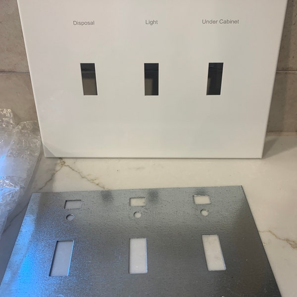 2 Gang: Custom Labeled Metal Switch Plate Cover for Toggle Switches ...