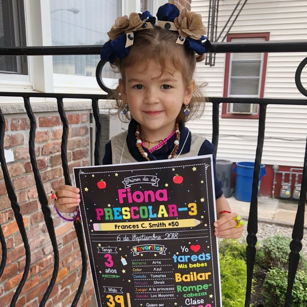 SPANISH ! Carteles De Primer Dia De Escuela Easy DIY Canva Printable ...