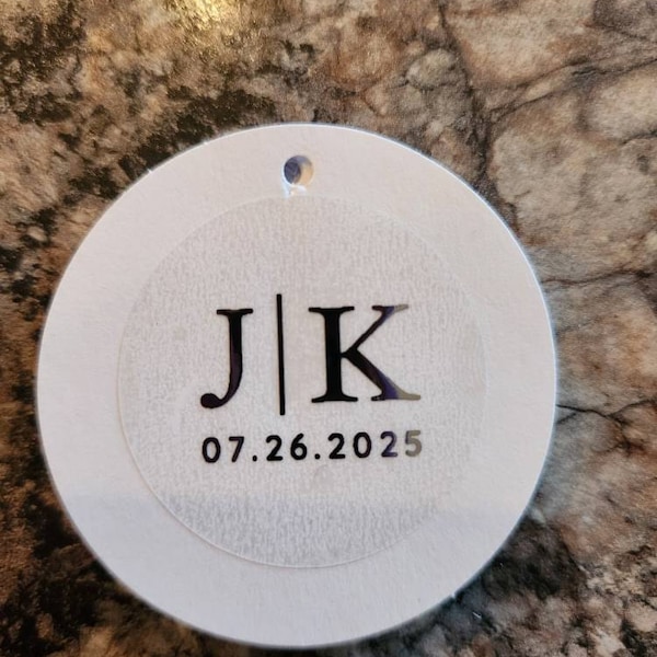 Foiled Wedding Initial Stickers, Personalised Wedding Favour Stickers ...