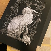 Celestial Raven Bird Wings Illustration Art Painting Print, Astrology ...