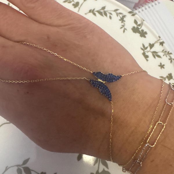 925k Silver Sapphire Stone Butterfly Hand Chain , Silver Chain Bracelet ...