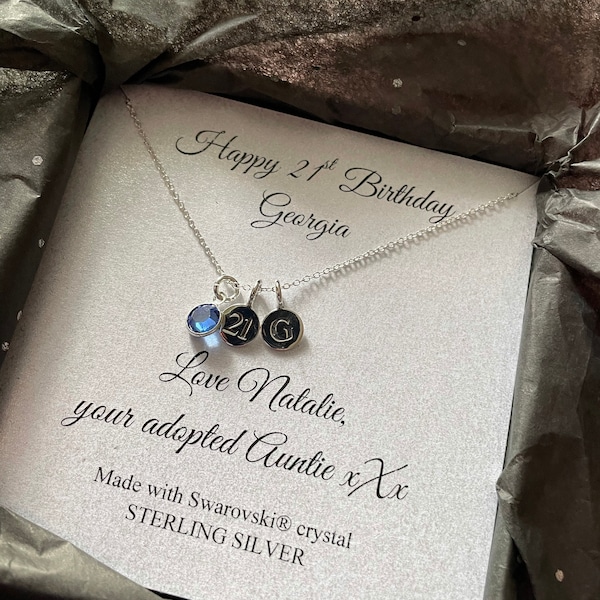 21st Birthday Sterling Silver Message Pendant Necklace | 21 Birthday ...