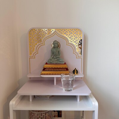 Altar Table and Wall Altar, Luxurious With Acrylic Gold Mirror ...