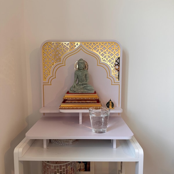 Altar Table, Modern Buddha Shrine Altar Buddhist Shrine With Gold ...