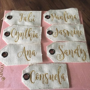 Embroidered name tag for personalization for stockings gifts | Etsy