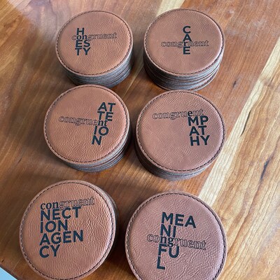 Engraved Leather Coasters, Personalized Gift, Monogram Coasters, Custom ...