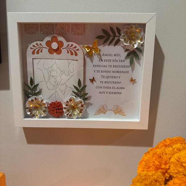 Memorial Keepsake Marigold Flower -nicho, Ofrenda, Day of the Dead/ Dia ...
