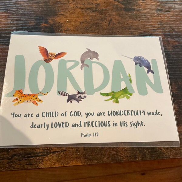 Personalised Bible Verse Name Print, Christian Nursery Name Art ...