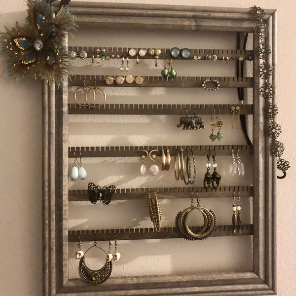 Earring Holder Framed Iorganize® Organizer - Movable Slats - Hoop Hooks ...