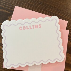 Scalloped Stationery Set Personalized Note Cards With Envelopes Elegant ...