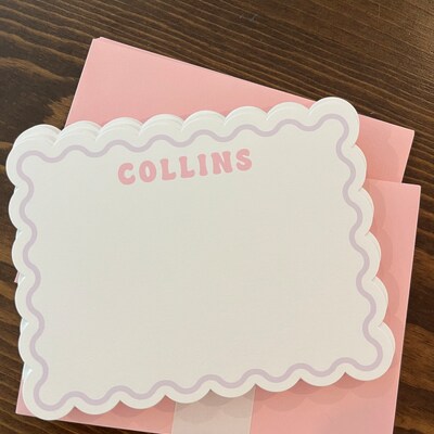 Scalloped Stationery Set Personalized Note Cards With Envelopes Elegant ...