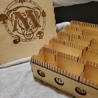 MTG Magic the Gathering Large Etched Storage Box Organizer Stand Alone ...