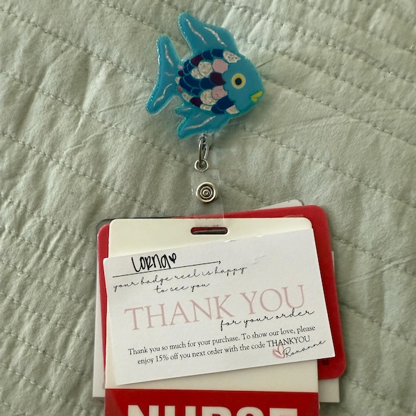 Rainbow Fish Badge Reel | Cute Fish Badge Reel | Cute Badge Holder ...
