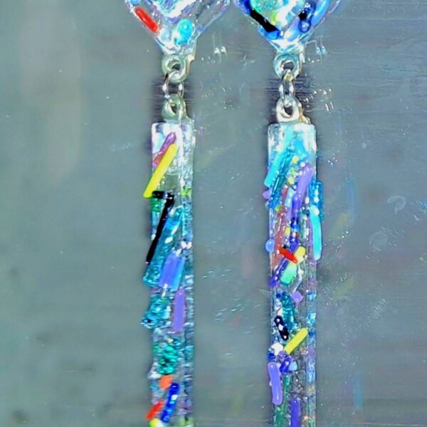 Handmade Dichroic Glass Earrings, Glass Earrings, With Tiny Glass ...