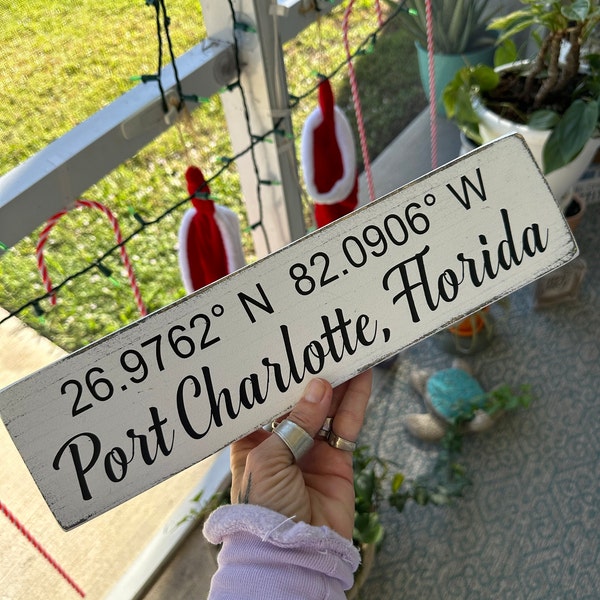 14" X 3.5" City Sign With Coordinates - Etsy