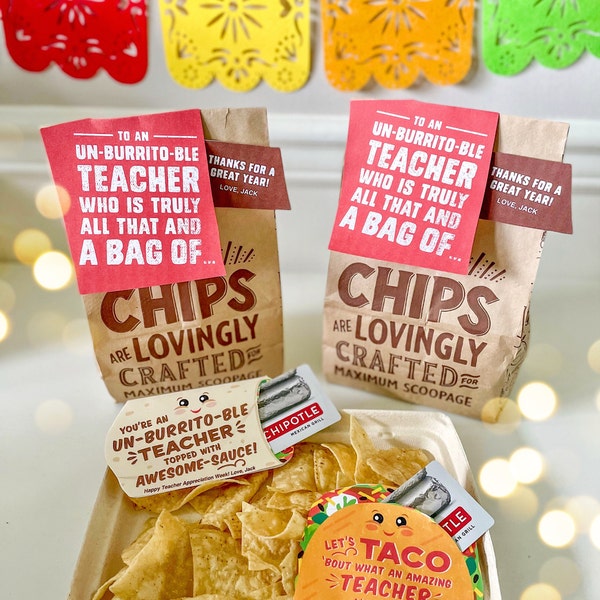 Taco and Burrito Teacher Gift Card Holder Printable, Instant Download ...