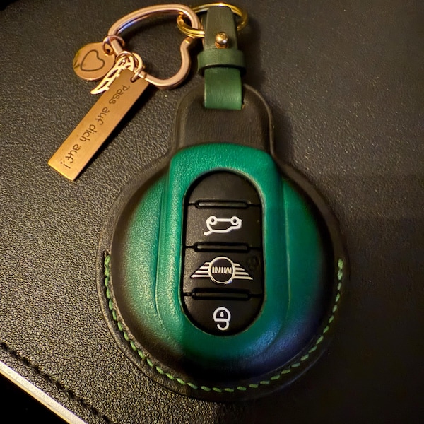 Mini Cooper Key Case Handcrated Leather Key Fob Cover for Mini Cooper ...