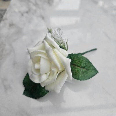 Buttonholes,boutonnières, Artificial Ivory Buttonhole With Eucalyptus ...