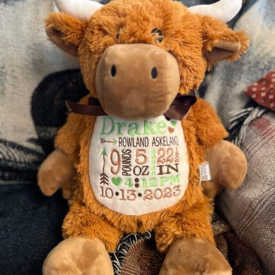 Personalized Stuffed Cow, Personalized Baby Gift,birth Announcement ...